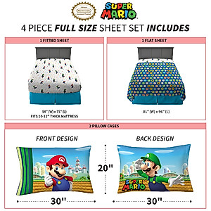 Franco Kids Bedding Super Soft Microfiber Sheet Set, Full, Mario