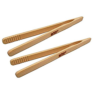 Weber's Wonders Set Of 2 Reusable Bamboo Toast Tongs - Wooden Toaster Tongs For Cooking & Holding - 8 Inch Long - Ideal Kitchen Utensil For Cheese Bacon Muffin Fruits Bread - Ultra Grip - Eco-friendly