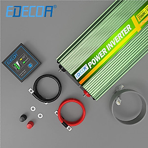 EDECOA 1500W Pure Sine Wave Power Inverter DC 12V to 120V 110V AC Converter with Remote Controller (1500 Watts 12V)