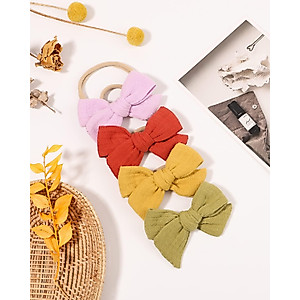 doboi 20PCS Baby Headbands Hair Bows Muslin Gauze Bows Elastic Nylon Hairbands Boutique Soft Hair Accessories for Girls Newborns Infants Toddlers and Kids