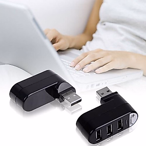 Sudroid 3-Port USB 2.0 Rotatable Hub [90°/180° Degree Rotatable] (Black)