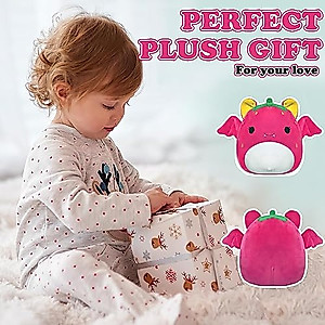 ROMINVIC Strawberry Bat Plush,8 inch Stuffed Animal Bat Plush Pillow, 3D Kawaii Bat Plushie Stuffed for Christmas Birthday Kids Gifts Home Decoration