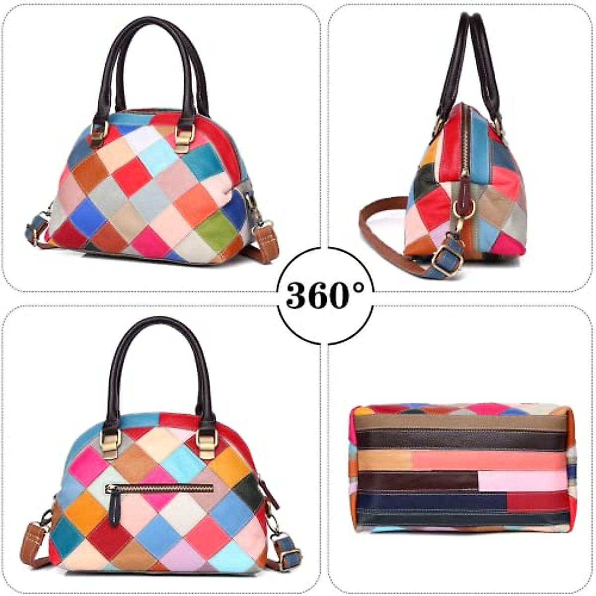 Eysee Tote handbag women Genuine Leather large capacity Multicolor for work, daily life and shopping (Multicolor 9)