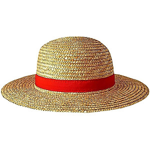 Luffy Straw Hat for Men Women, Multifunctional Cosplay Beach Anime Cartoon Character Sunscreen Straw Hat Cosplay Sun Hat