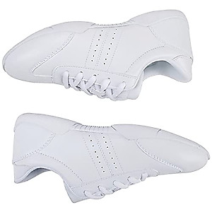 BAXINIER Youth Girls White Cheerleading Dancing Shoes Athletic Training Tennis Walking Breathable Competition Cheer Sneakers - White 2 Little Kid