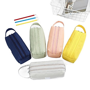 FRREP Large-Capacity Canvas Pencil case, Double-Layer Pencil case, Simple Multi-Function Pencil case, Stationery Box (Color : Dark Grey)