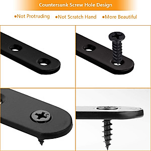 30 PCS Black Straight Braces, Cast Iron 100MM X 20MM X 3MM Heavy Duty Corner Braces for Wood, Mending Plate Connector Joining Bracket for Fence, Shelves, Furniture and Cabinet, Round End