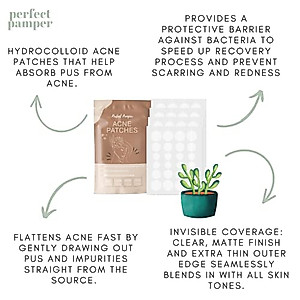Perfect Pamper Acne Patches - Medical Grade Hydrocolloid Pimple Patch, Covers Pimples, Zits, and Blemishes. Heals Acne, Reduces Inflammation and Redness for Beautiful, Clear Skin. 48 Patches in Resealable Pouch. Cruelty Free
