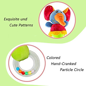 CHAFIN Baby Soft Rattles Shaker, Infant Developmental Hand Grip Baby Toys, Cute Stuffed Animal with Sound for 3 6 9 12 Months and Newborn Gift(2 Pack)