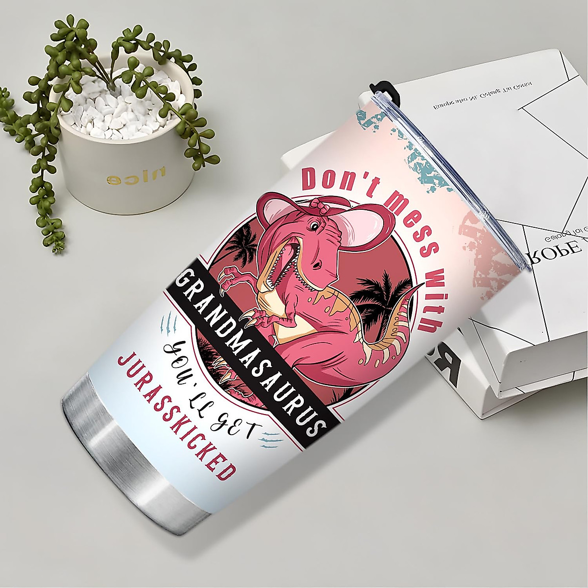 Grandma Tumbler Gift for Grandma For Mother's Day from Grand kids Nana Gifts from Granddaughter Grandson - 20oz Funny Tumbler Dinosaur Cup - Unique Birthday Christmas Gifts