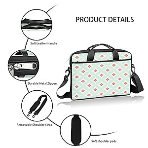 Round Flower Laptop Computer Bag Waterproof Shoulder Messenger Bag 13-15 inch Durable Laptop Tote Bag with Shoulder Strap Handle Lightweight Crossbody Briefcase