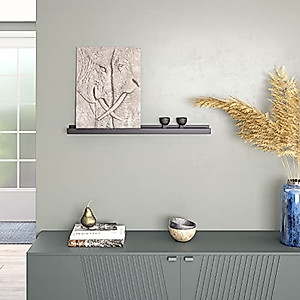 Ballucci Floating Wall Shelf, 35" Wall Mounted Long Picture Ledge Wood Shelf for Nursery, Living Room, Bedroom, Kitchen - Black