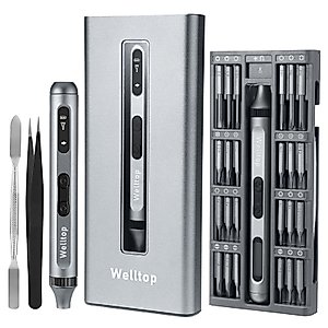 Welltop mini electric screwdriver, Precision Screwdriver Set, 52 in 1 Cordless Power Precision Screwdriver with 48 Magnetic Bits, Magnetic, and Equipped for Precision Work on Phones, Laptops, PS5