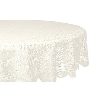 DII Home Essentials 100% Polyester, Machine Washable, Shabby Chic, Vintage Tablecloth or Overlay 63" Round, Vintage Lace Cream