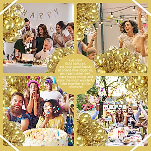 OWill 100pcs Balloons Glitter Metallic Gold Confetti 12 Inches Gold Latex Balloons, Glitter Gold Confetti Balloons for Birthday Baby Shower Wedding Party Supplies Arch Garland Decoration