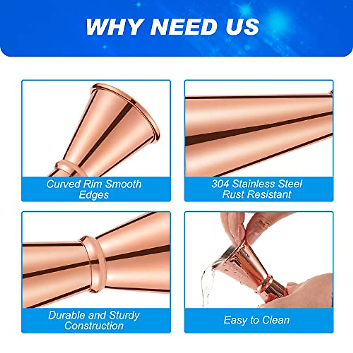 4 Pcs Jigger for Bartending Double Cocktail Japanese Jigger 2 oz 1 oz 304 Stainless Steel Shot Glass Measuring Cup for Home Bar Drink Kitchen Bartender Tools Supplies