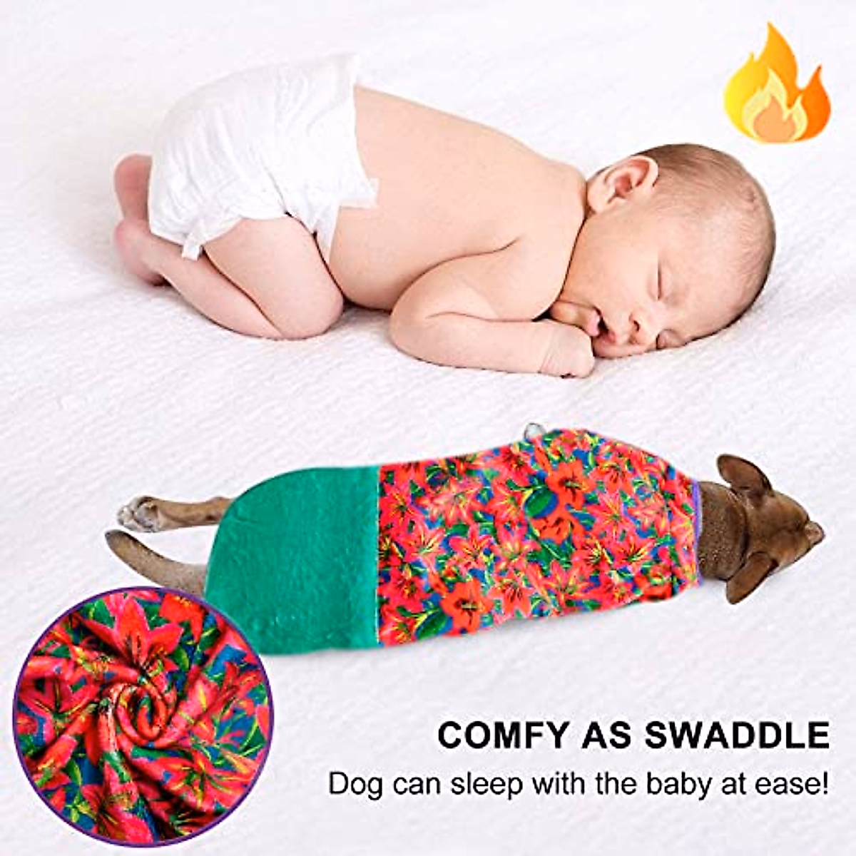 LovinPet Dog Jacket for English Bulldogs: Warm Flannel Fabric Amaryllis Red Prints Coats for Dogs, Update Sweater for Dogs, Cozy Dog Pajamas for Cold Weather Using,XL