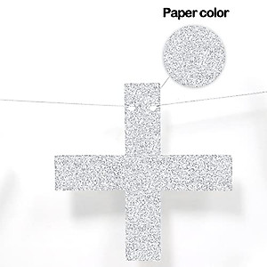 First Holy Communion Banner - Boy/girl Baptism Bunting Sign, Religious Banner for Baby Shower Banner Party Decorations Supplies(Rose Gold and Sliver)