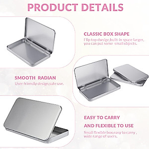 Rectangular Metal Tin Box with Lid Metal Hinged Lid Tin Metal Empty Tin Box Container Silver Storage Tin Box for Watercolor Jewelry Pen Eraser Pill Candy Craft Organize 7 x 4.25 x 0.59''(20 Pieces)
