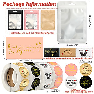 Leelosp 2280 Pcs Christmas Thank You Cards and Stickers Small Business Packaging Supplies Bracelet Jewelry Gloss Thank You for Supporting My Small Business Stuff Essentials(Black, White, Gold, Pink)