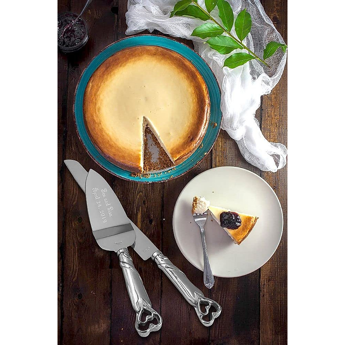 Gifts Infinity® Personalized Wedding Interlock Silver Cake Knife and Server Set Free Engraving (2541) - Valentine's Day Gift