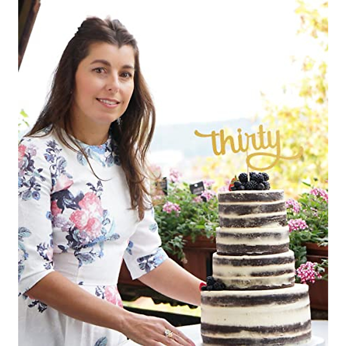 Gold Thirty Cake Topper Set - 1 Pcs f Gold Glitter Thirty Cake Topper And 30 Pcs Crown Cupcake Topper, Single-side Gold Glitter Paper 30th Birthday Men and Women Party Cake Decoration (gold03)