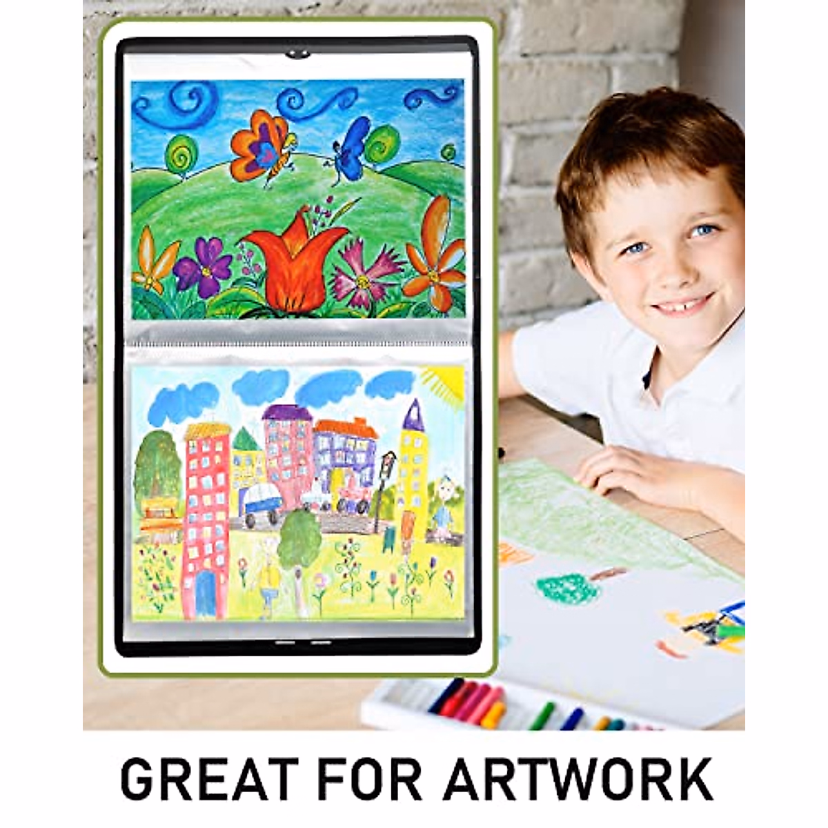 Nicpro Art Portfolio 11x17, Upgraded Large Portfolio Folder for Artwork with 30 Pockets Display 60 Pages, Presentation Book Binder with Protector Sleeves for Kids & Artists Drawing