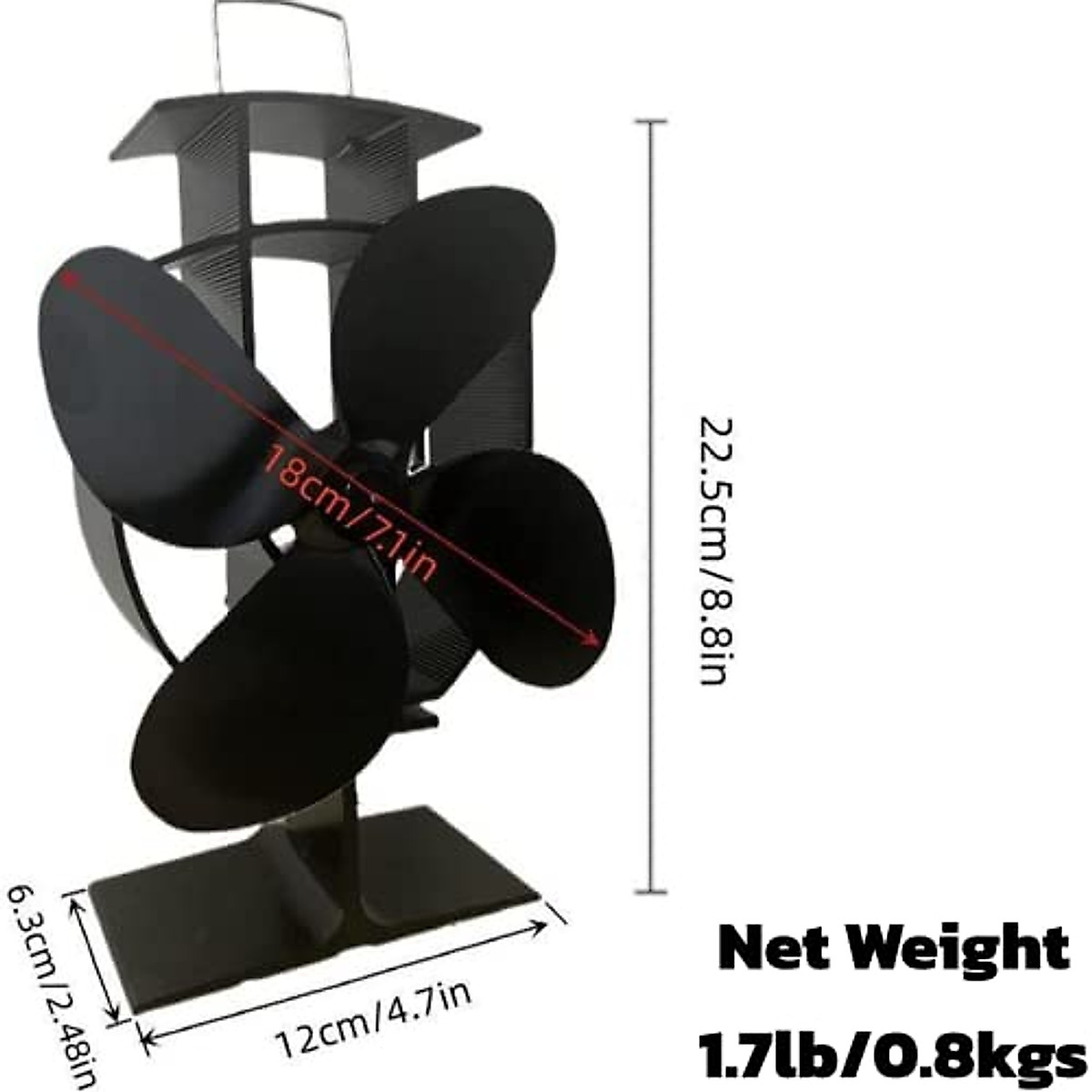 DANCHEL OUTDOOR Wood Stove Fan 4 Blades Fireplace Fan Heat Powered Non Electric Fan for Tent Stove Camping Accessories Backpacking