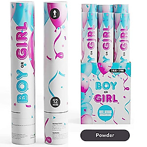 (3 Blue & 3 Pink) Baby Gender Reveal Powder Cannon with Holi Powder | TUR Party Supplies | No Mess 100% Biodegradable | 12 inch | Confetti Popper Sticks for Baby Boy or Girl Gender Reveal Decorations & Game Ideas
