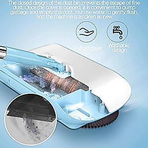 Hand Push Sweeper Household Lazy 3-in-1 Suction Sweeper Cleaning Machine Floor Stall Upgraded Soft Rough Brush Microfiber Mop 1pcs (Blue)