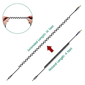 weishan WH-1000XM5 Cable Coiled Aux Cord Replacement for Sony WH-CH720N, WH-CH710N, MDR-950BT, 1AM2, 7520 Noise Canceling Headphones, 3.5mm(1/8") Extension Wire with 6.35mm(1/4") Adapter, 14ft