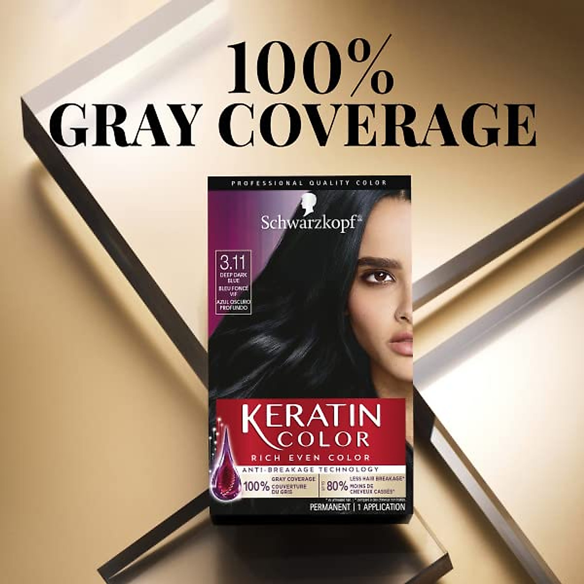Schwarzkopf Keratin Color Permanent Hair Color Cream, 3.11 Deep Dark Blue