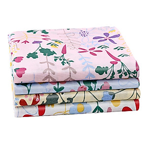 HOULIFE 4/8 PCS Women Cotton Floral Handkerchiefs 100% 60S Elegant Flower Print Hankies for Ladies Girls Wedding Party