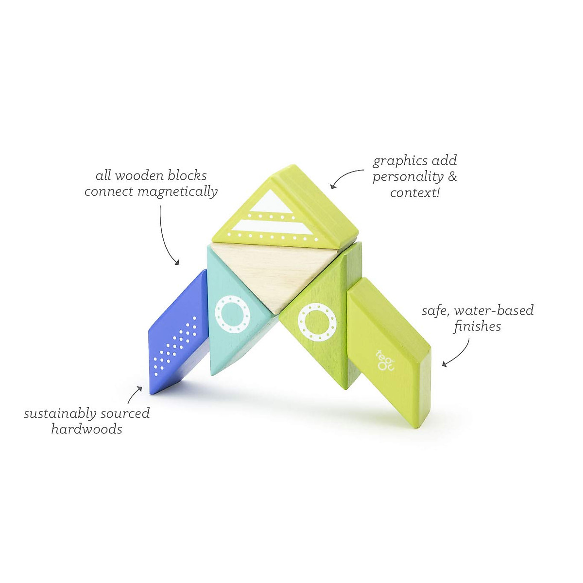 6 Piece Tegu Travel Pal Magnetic Wooden Block Set, Spaceship