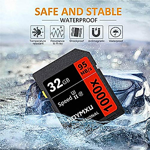 32GB Memory Card, BOYMXU Professional 1000 x Class 10 Card U3 Memory Card Compatible Computer Cameras and Camcorders, Camera Memory Card Up to 95MB/s, Red/Black