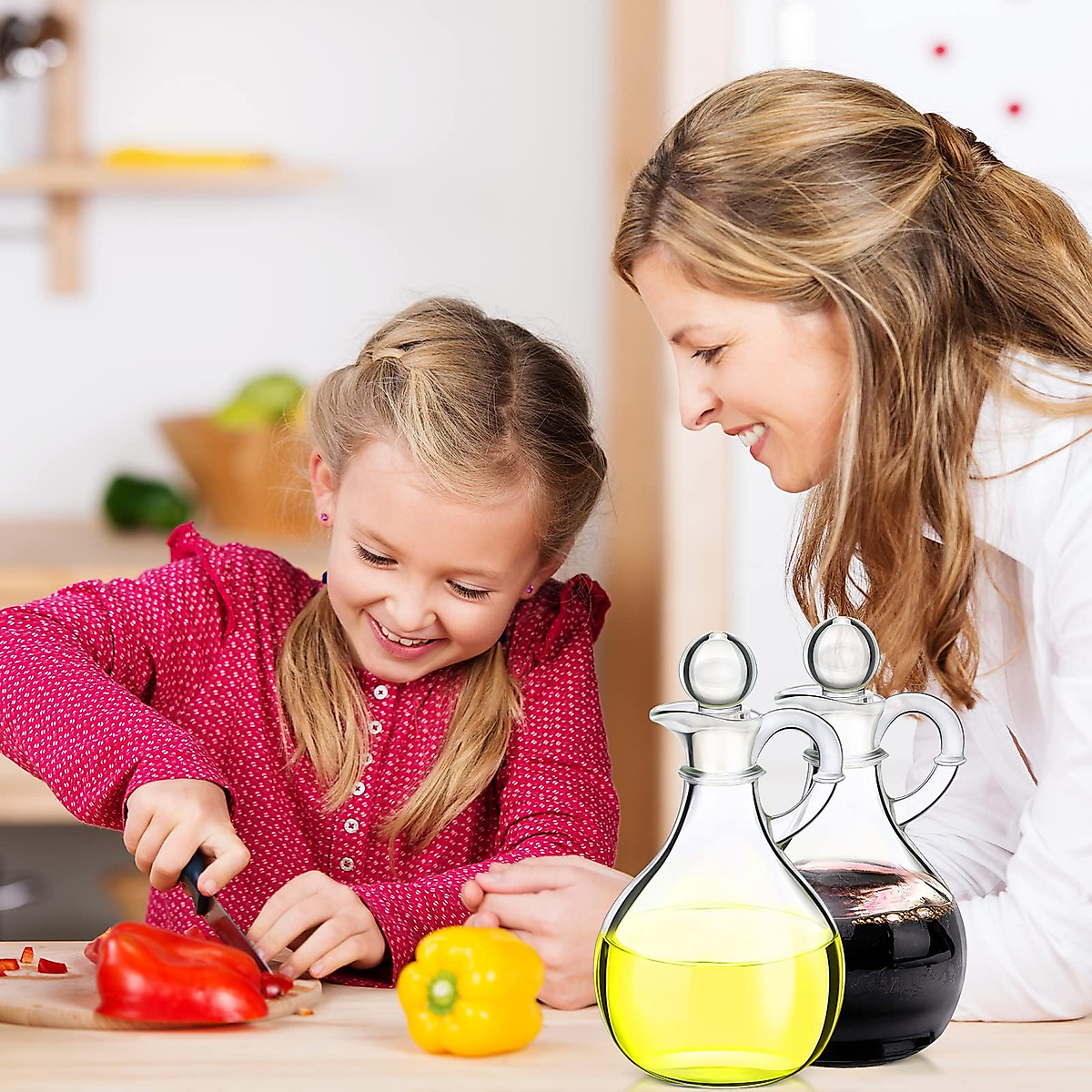 Zopeal 12 Pieces 12 oz Glass Oil and Vinegar Cruets with Stopper Bottle Dispenser Small Salad Dressing Container Round Jar Glass Serving Syrup Bottles with Handle for Sauce Water Olive Oil