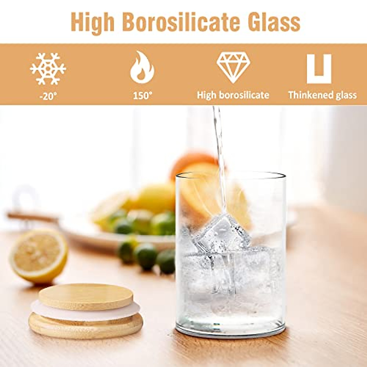 SOLEDI Glass Jars Set of 4.2OZ 16 Pieces, Spice Jars with Bamboo Lids, Pantry Glass Storage Jars with Labels, storage jars for Kitchen, Excellent Storage Container, Candy Jar for Seasonings