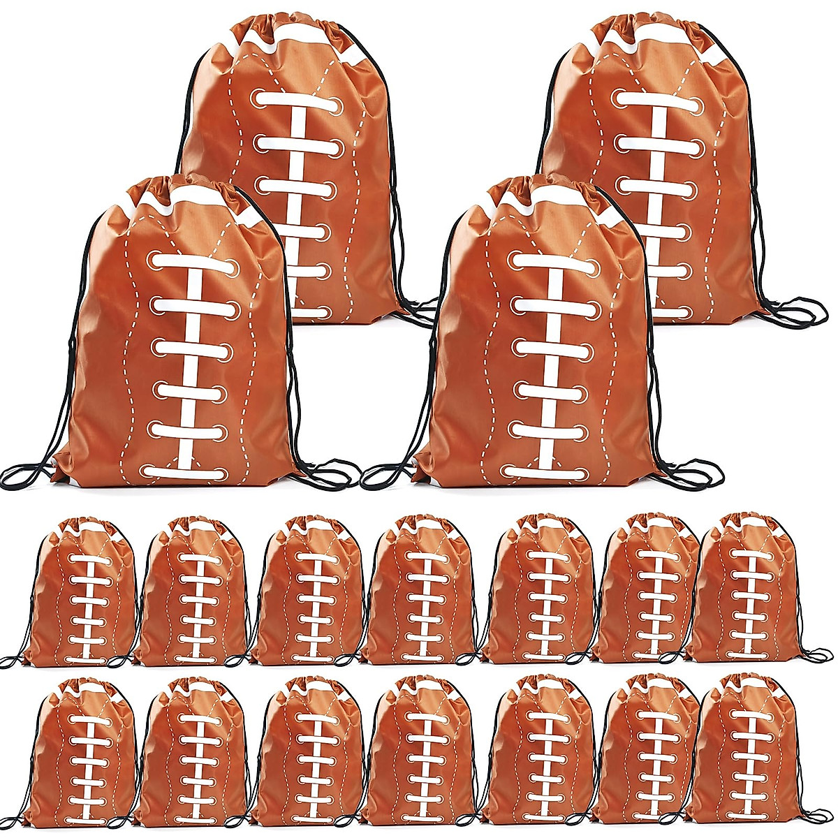 18 Pieces Football Drawstring Bag, Football Drawstring Backpacks Party Favors Cinchs Football Goodie Bags for Gym Party Favors Bags