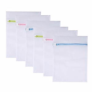 Mesh Laundry Bags 6-Pack Medium 16 x 12 Inch Laundry Wash Bag Colorful Zipper for Delicates, Blouse, Hosiery, Stocking, Underwear, Bra Lingerie, Sweater, Travel Storage Bag