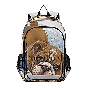 ALAZA Cute Dog Print Bulldog Puppy Laptop Backpack Purse for Women Men Travel Bag Casual Daypack with Compartment & Multiple Pockets