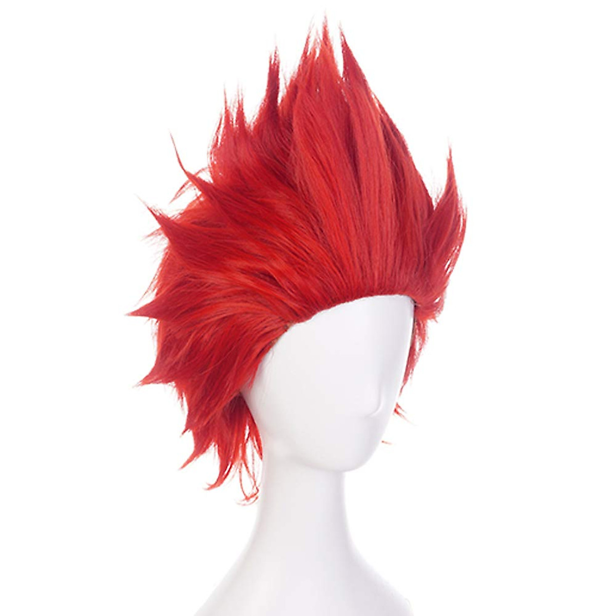 Anogol Wig Cap+ Short Red Anime Cosplay Wig Anger Wig Synthetic Red Hair Anger Outfit Red Spiky Wig Short Red Wig for Men Halloween Christmas Party Costume Wig Short Red Crazy Wig