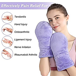 SuzziPad Microwavable Arthritis Gloves with Eyes Mask, Heated Gloves for Arthritis Hands, Stiff Joints, Carpal Tunnel, Trigger Finger; Moist Heat Hand Warmer Gloves Mittens with Washable Cover, 1 Pair
