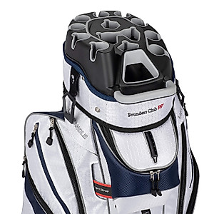 Founders Club Premium Cart Bag with 14 Way Organizer Divider Top (White Navy)