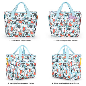 Katech Upgraded Crochet Bag Organizer Yarn Storage Bag with Beginner Crochet Books, Crochet Tote Bags Knitting Bag Yarn Bags for Crocheting Crochet Accessories Knitting Crochet Supplies (Multipocket)