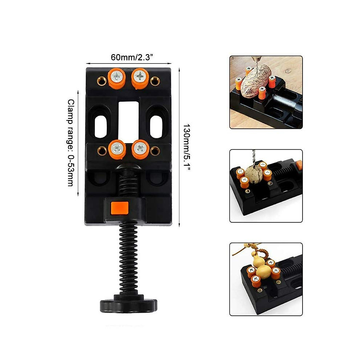 Universal Mini Drill Press Vise Clamp Table Bench Vice for Jewelry Walnut Nuclear Watch Repairing Clip On DIY Sculpture Craft Carving (Clamping Range: 0-2inch ABS)