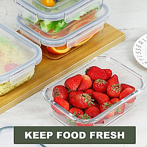 BAYZZ 35 Oz Glass Meal Prep Containers, 5 Packs Glass Food Storage Containers, Airtight Lunch Bento Boxes with Lids - Microwave, Oven, Freezer Safe