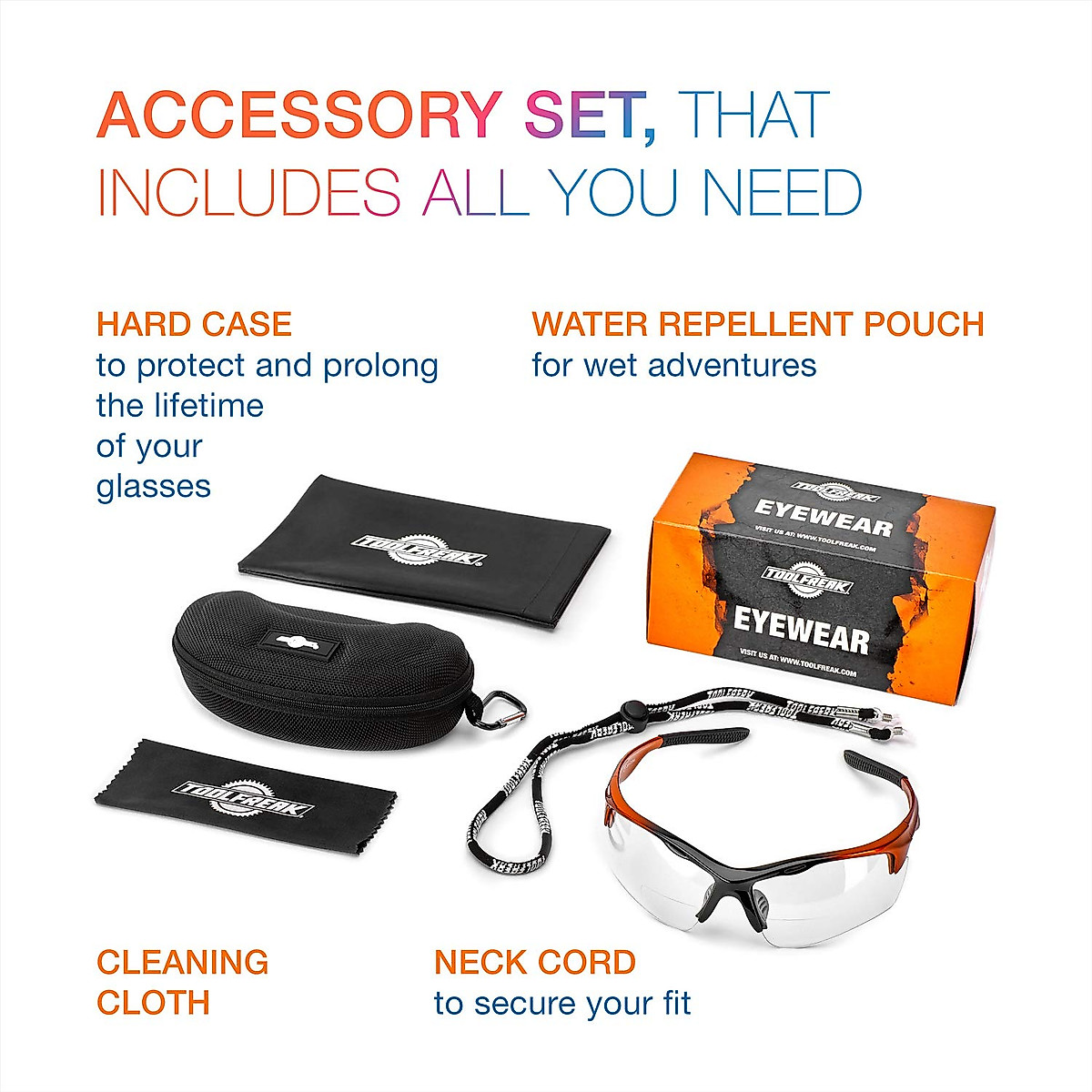 ToolFreak Rebel Bifocal Safety Glasses 1.5 Clear, Rated ANSI z87+ Impact/UV