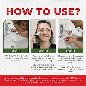 Mayan Magic Mud Powerful Deep Pore Cleansing Calcium Bentonite Clay - Natural Face Mask Peel For Men And Women - USA Made Full Facial Skin Care - Spa Level Beauty Products That Cleanse Skin - 16 Oz