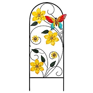 YEAHOME 34inch Decorative Garden Stakes, Outdoor Garden Decor Metal Flower Butterflies Spring Garden Decor Art Yard Signs, Outdoor Decorations for Patio Outside Yard Lawn
