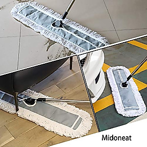 Midoneat 36 Inch Industrial Commercial Cotton Dust Mop || 63 Inch Pole || Two-Layers Thick and Soft Cotton Yarn Clean Dirty Water Dust and Hair More Easily|| 2 Sets Economical (36 inch)